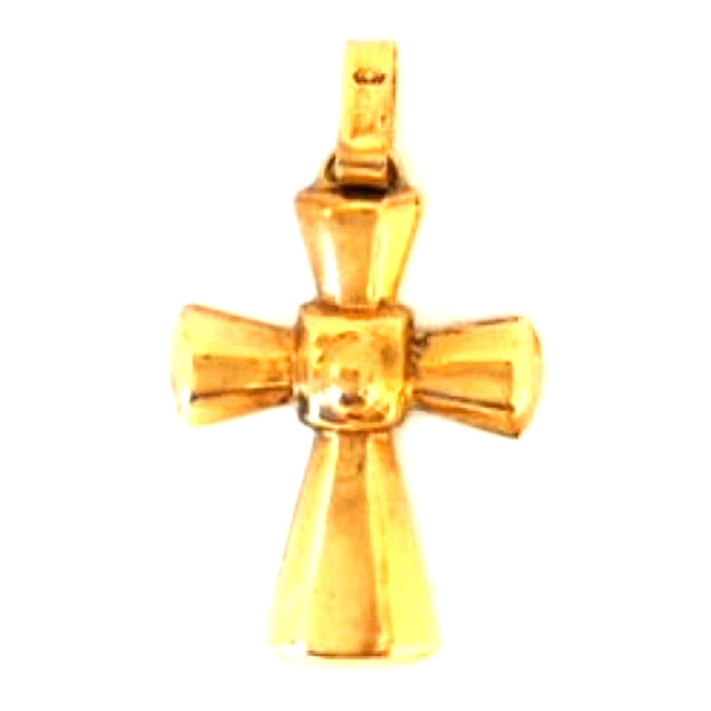 14k Men's Wide Fat Solid Gold Cross - Gem